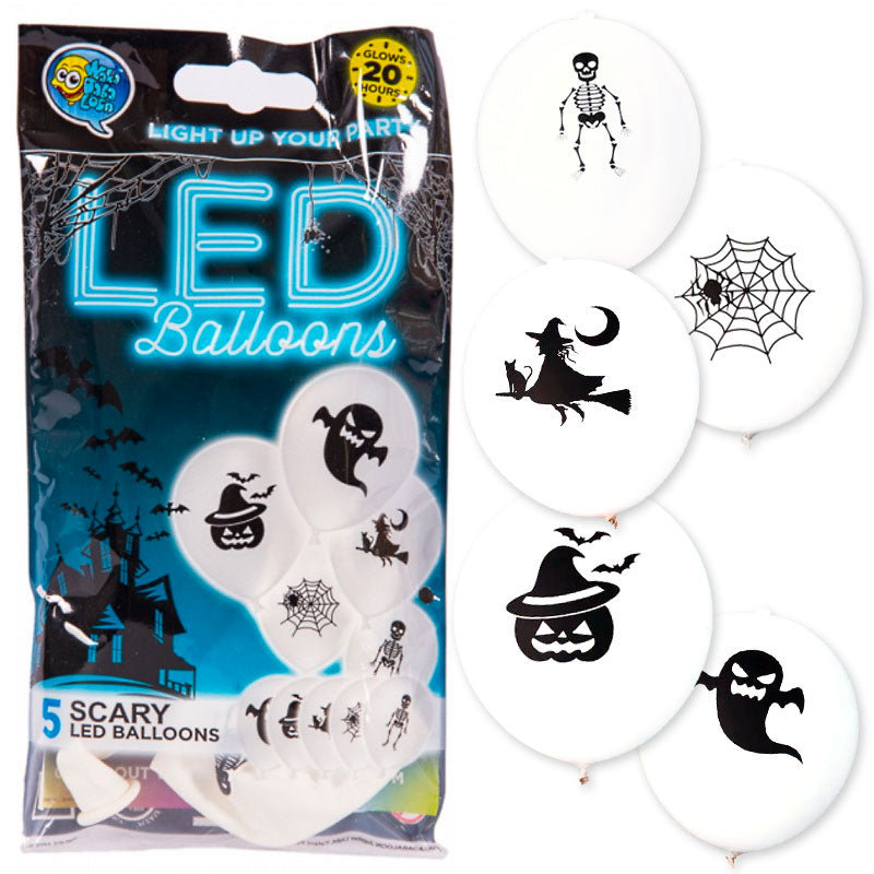 Halloween Led balloner | Hvide LED balloner med lys og (u)hygge